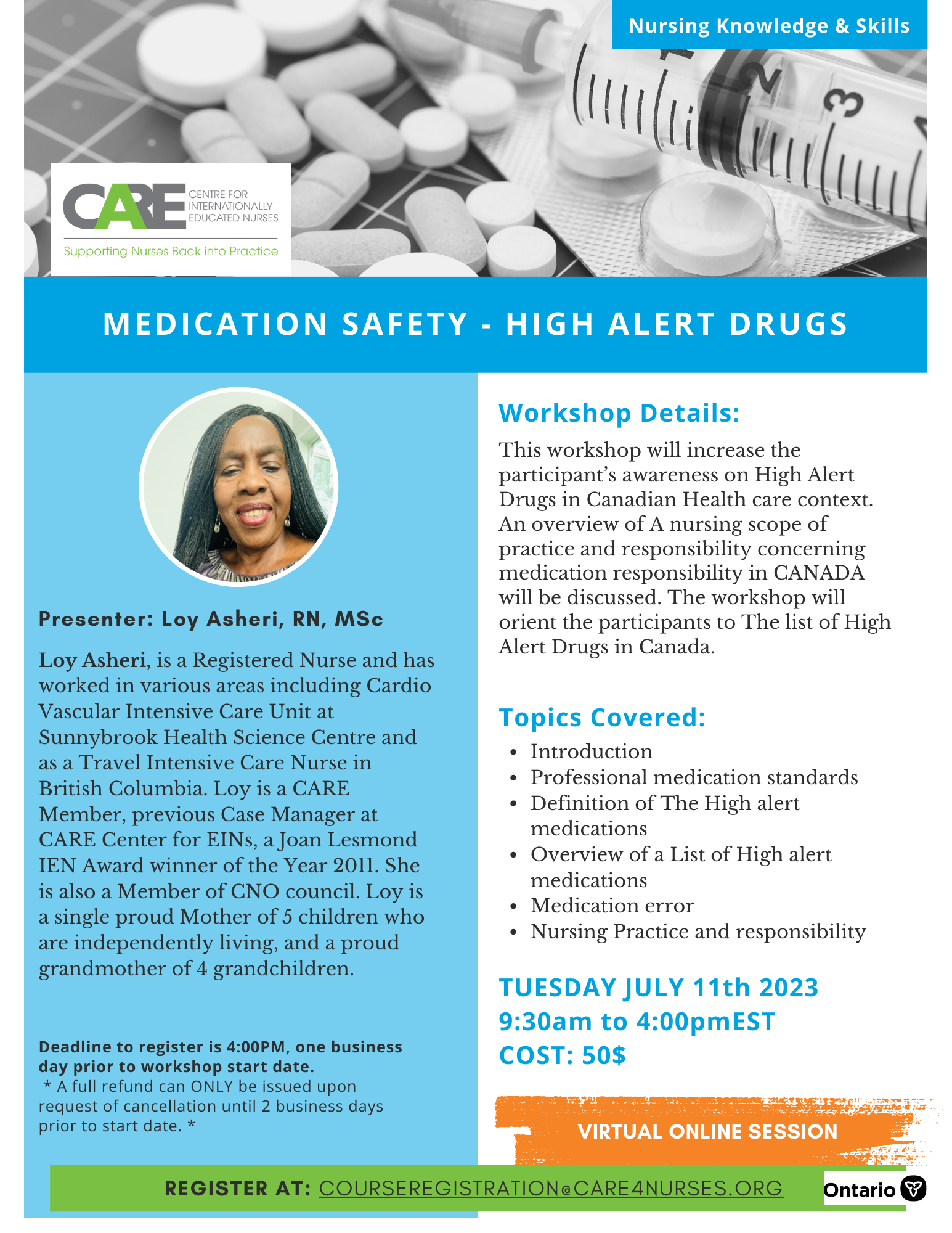 Medication Safety – HIGH ALERT DRUGS – CARE Centre for Internationally ...